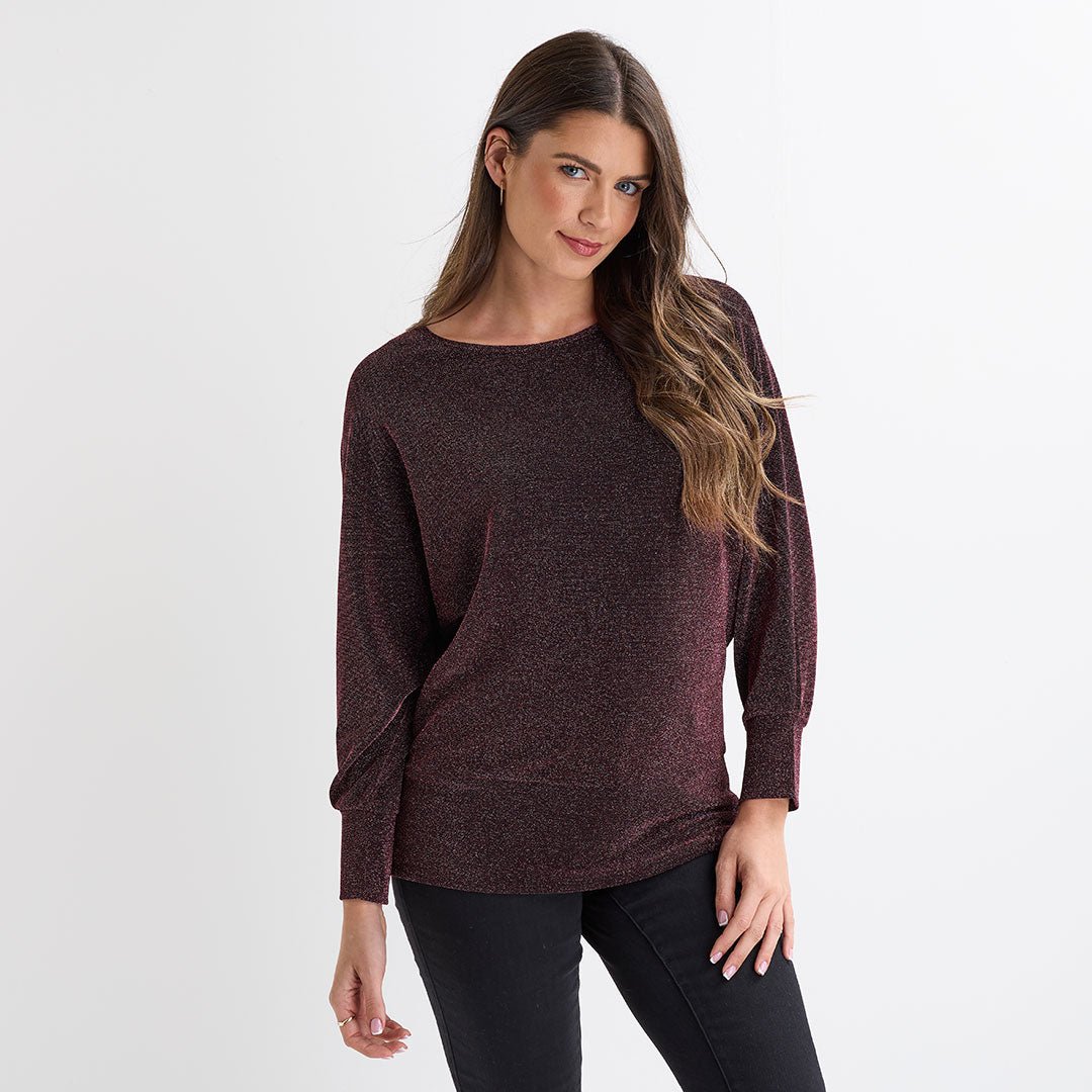 Ladies Lurex Thread Batwing Top – You Know Who's
